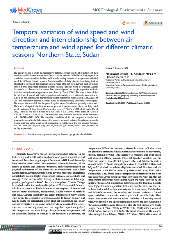 (PDF) Temporal variation of wind speed and wind direction and ...