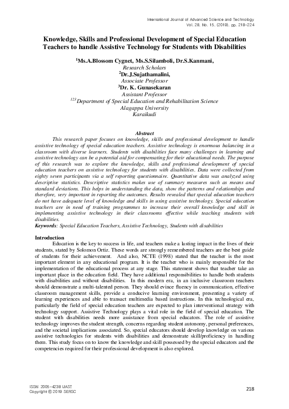 (PDF) Knowledge, Skills and Professional Development of Special ... (PDF) Knowledge, Skills and Professional Development of Special ...