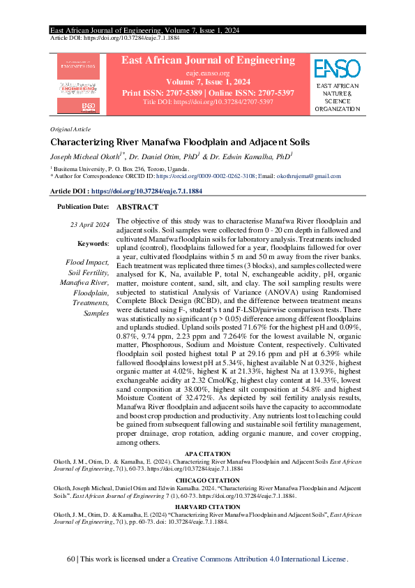 (PDF) Characterizing River Manafwa Floodplain and Adjacent Soils