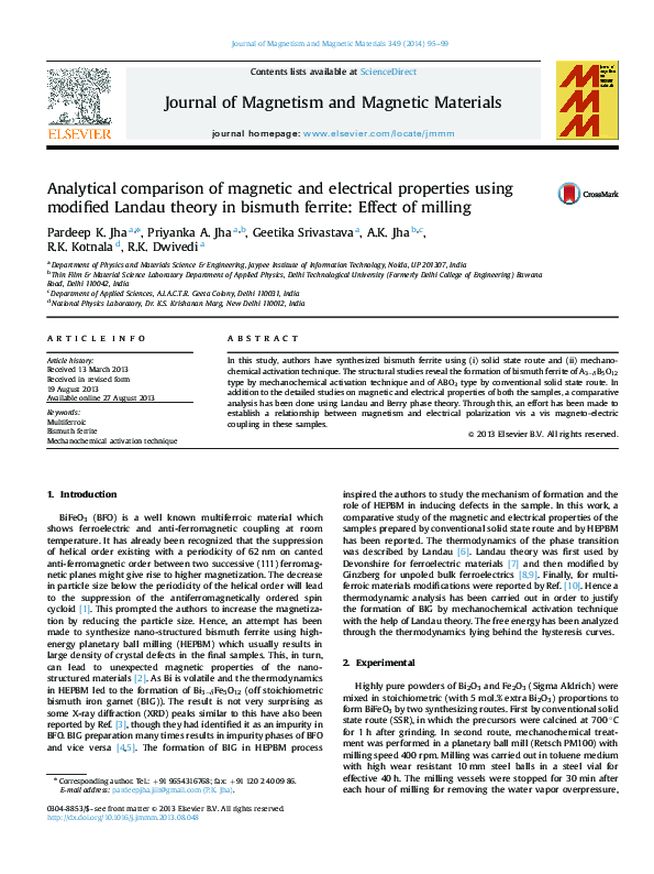 (PDF) Analytical comparison of magnetic and electrical properties using modified Landau theory ...