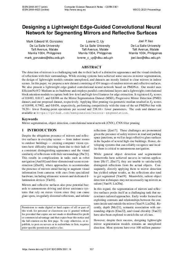(PDF) Designing a Lightweight Edge-Guided Convolutional Neural Network for Segmenting Mirrors ...