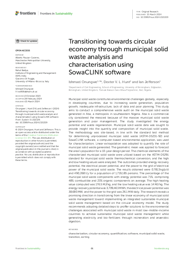 (PDF) Transitioning towards circular economy through municipal solid waste analysis and ...