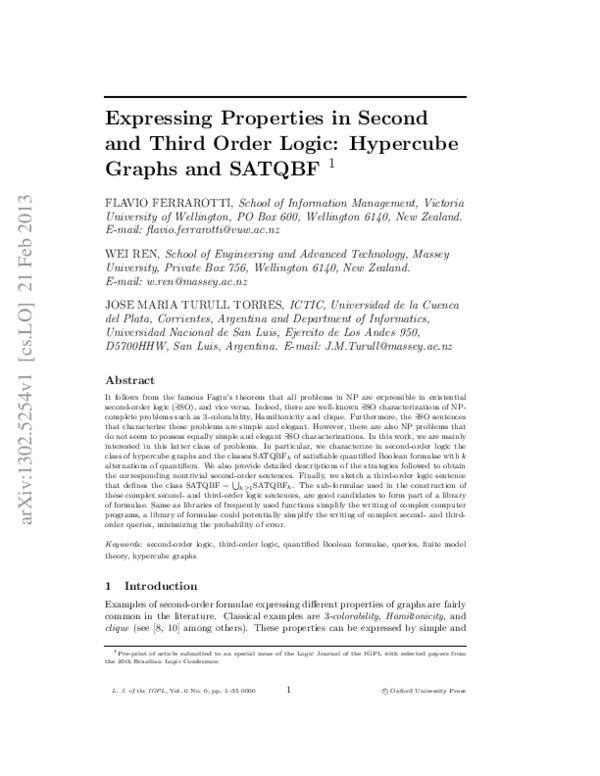 (PDF) Expressing properties in second- and third-order logic: hypercube ...