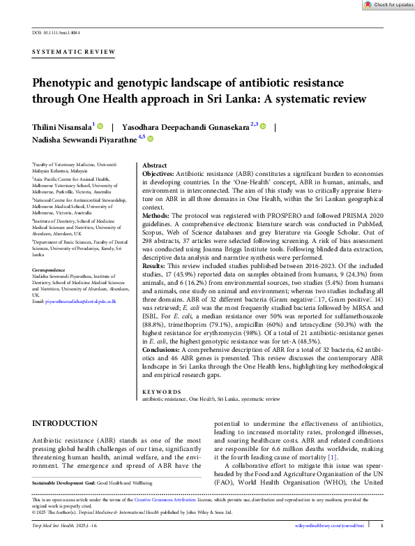 (PDF) Phenotypic and genotypic landscape of antibiotic resistance through One Health approach in ...