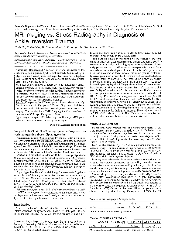 (PDF) MR imaging vs. stress radiography in diagnosis of ankle inversion ...