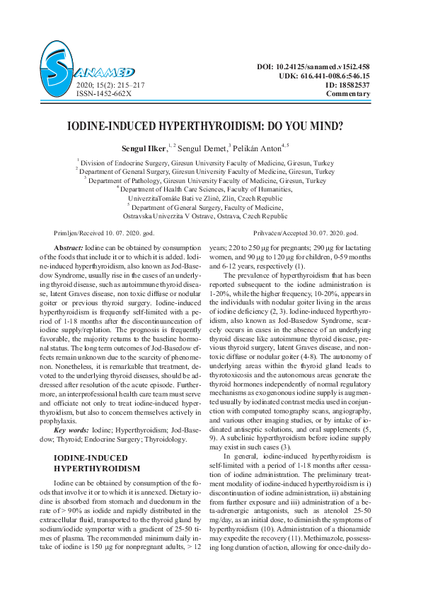 (PDF) Iodine Induced Hyperthyroidism:Do You Mind?