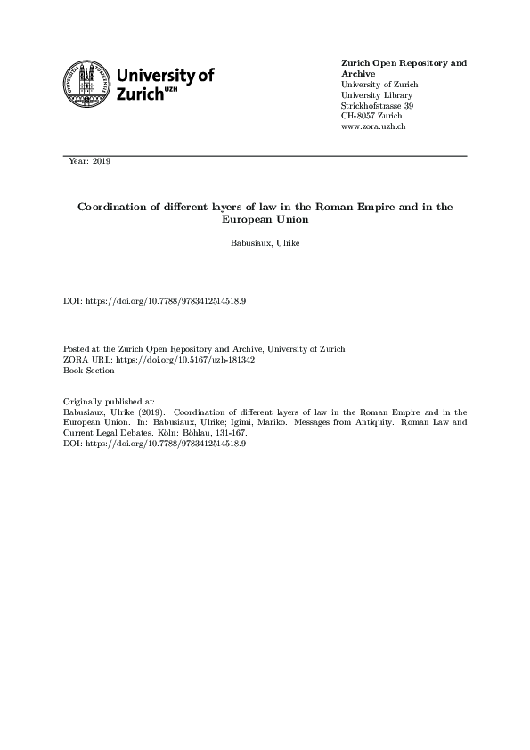 (PDF) Messages from Antiquity. Roman Law and Current Legal Debates ...