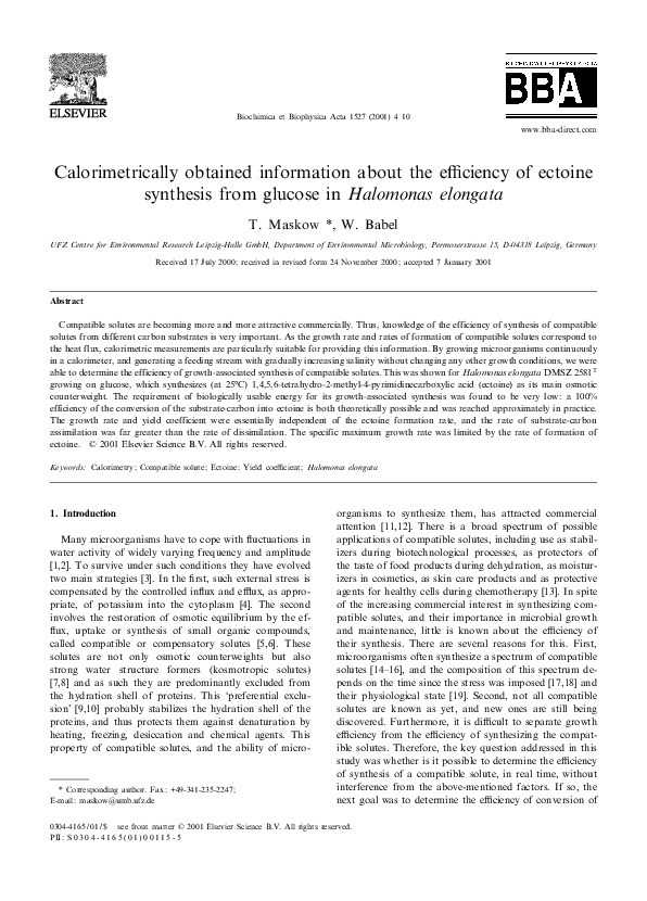 (PDF) Calorimetrically obtained information about the efficiency of ...