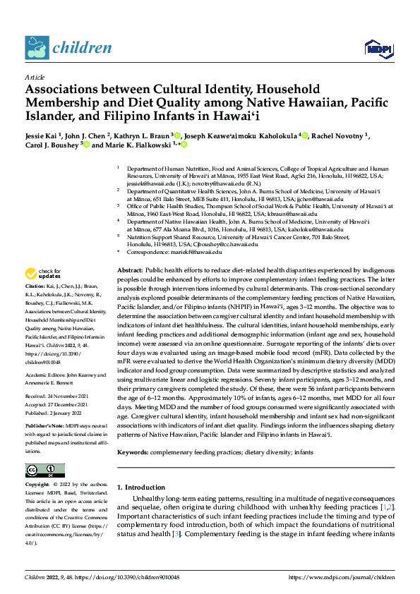 (PDF) Associations between Cultural Identity, Household Membership and ...