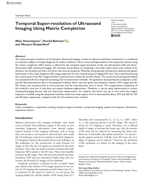 (PDF) Temporal Super-resolution of Ultrasound Imaging Using Matrix ...