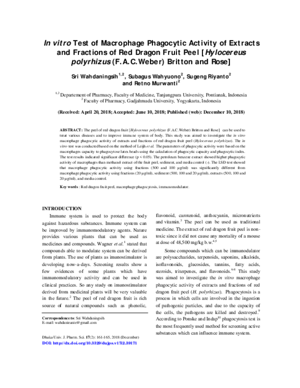 (PDF) In vitro Test of Macrophage Phagocytic Activity of Extracts and ...