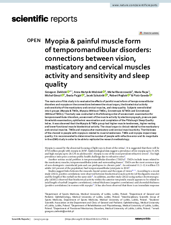 (PDF) Myopia & painful muscle form of temporomandibular disorders ...