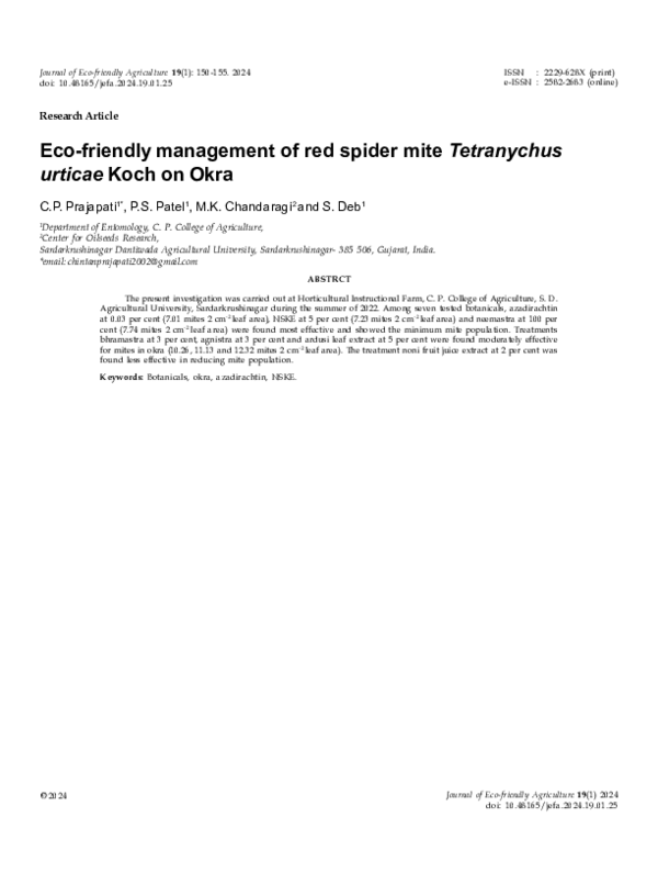 (PDF) Eco-friendly management of red spider mite Tetranychus urticae ...