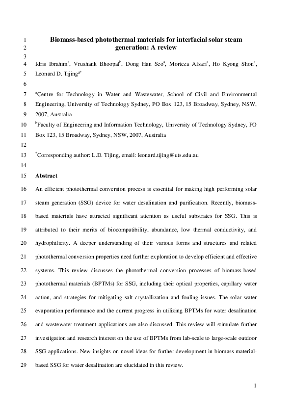 (PDF) Biomass-based photothermal materials for interfacial solar steam ...