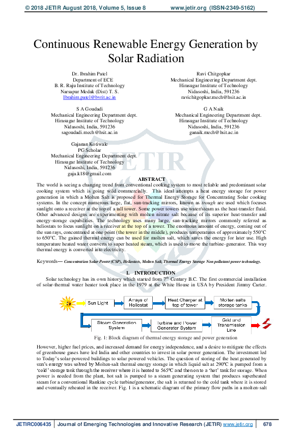 (PDF) Continuous Renewable Energy Generation by Solar Radiation