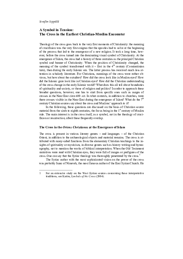 (PDF) A Symbol in Tension: The Cross in the Earliest Christian-Muslim ...