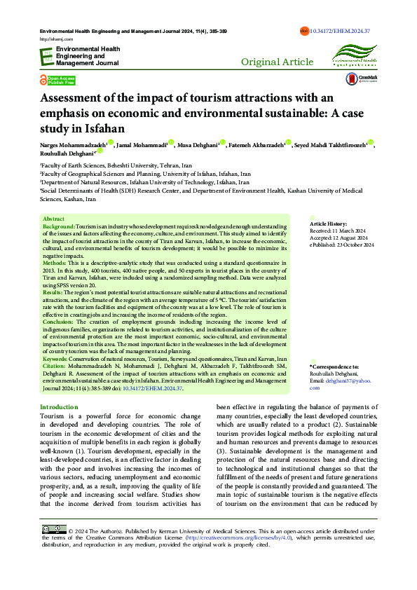 (PDF) Assessment of the impact of tourism attractions with an emphasis ...