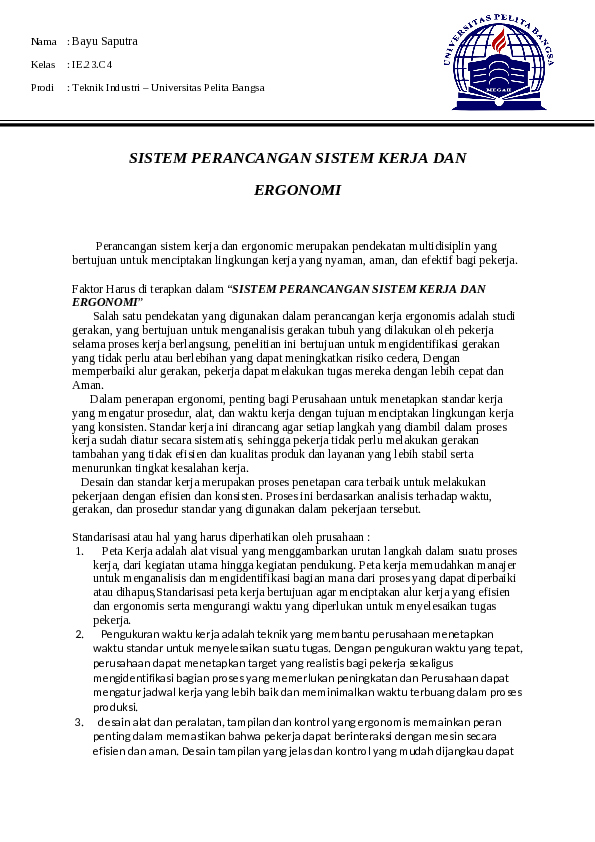 (PDF) SISTEM PERANCANGAN SISTEM KERJA DAN ERGONOMI