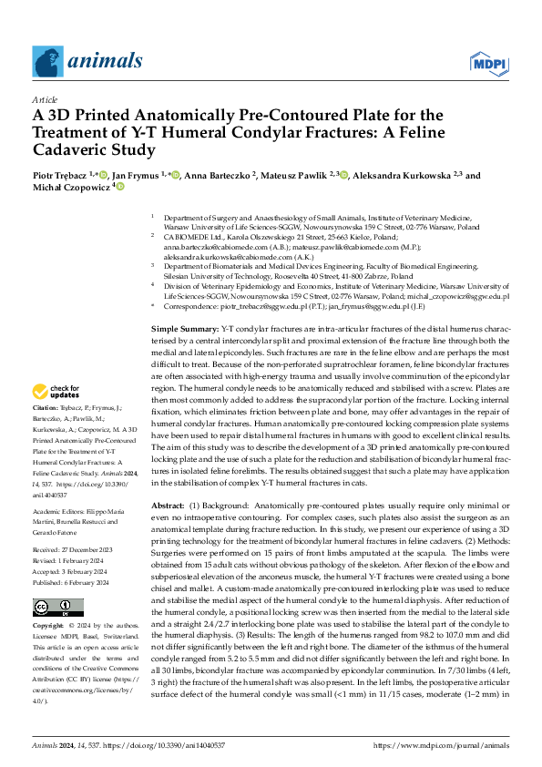 (PDF) A 3D Printed Anatomically Pre-Contoured Plate for the Treatment ...