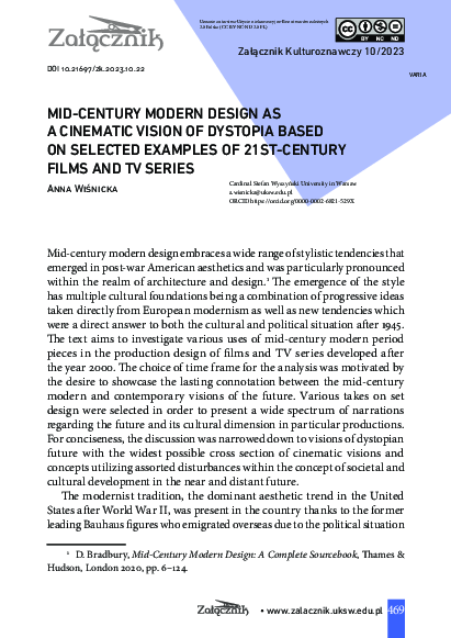 (PDF) Mid-Century Modern Design as a Cinematic Vision of Dystopia Based ...