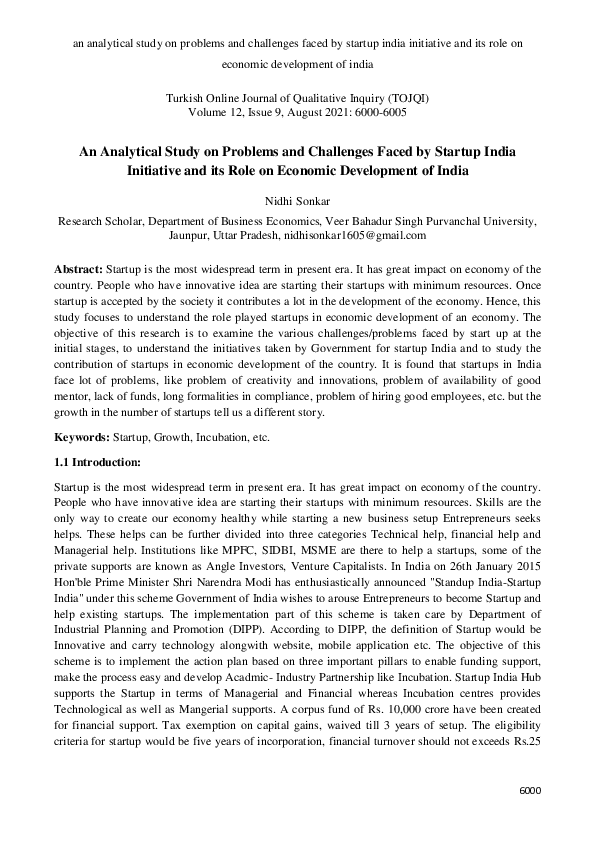 (PDF) An Analytical Study on Problems and Challenges Faced by Startup ...