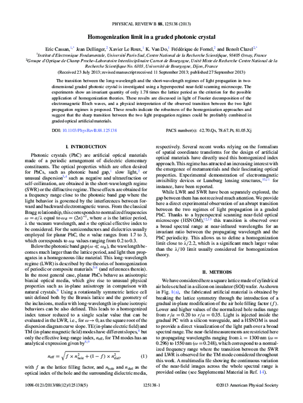 (PDF) Homogenization limit in a graded photonic crystal