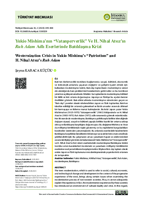 (PDF) Yukio Mishima’nın “Vatanperverlik” Ve H. Nihal Atsız’ın Ruh Adam Adlı Eserlerinde ...