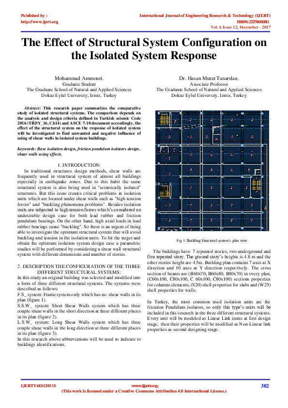 (PDF) The Effect of Structural System Configuration on the Isolated ...