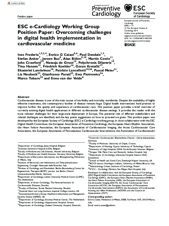 (PDF) ESC e-Cardiology Working Group Position Paper: Overcoming ...