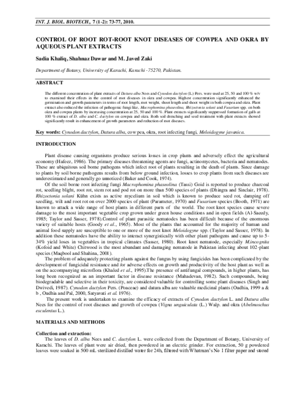 (PDF) Control of root rot-root knot diseases of cowpea and okra by ...