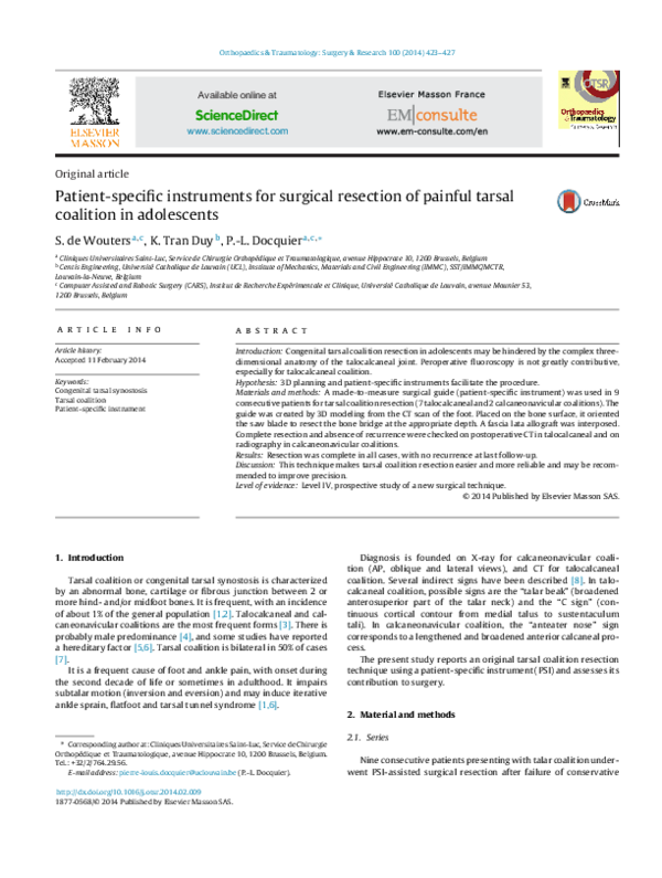 (PDF) Patient-specific instruments for surgical resection of painful ...