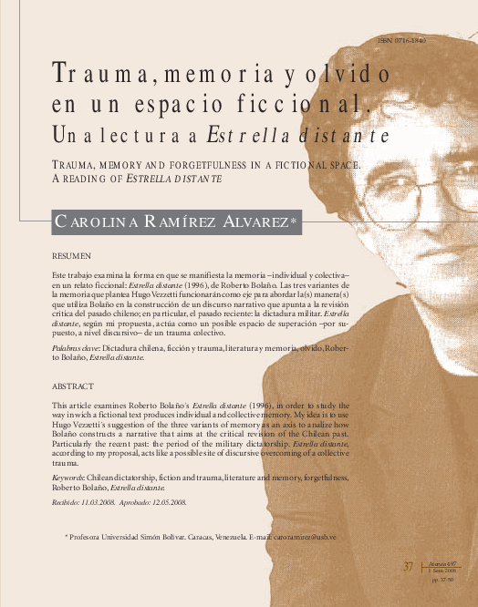 (PDF) Trauma, Memoria y Olvido en Un Espacio Ficcional: Una Lectura a Estrella Distante