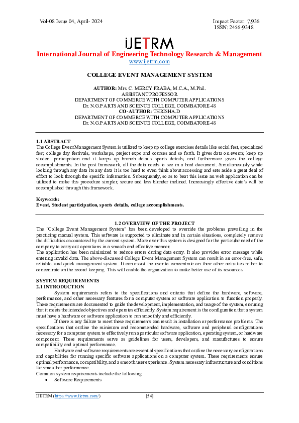 (PDF) COLLEGE EVENT MANAGEMENT SYSTEM
