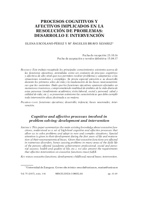 (PDF) Cognitive and affective processes involved in problem solving ...