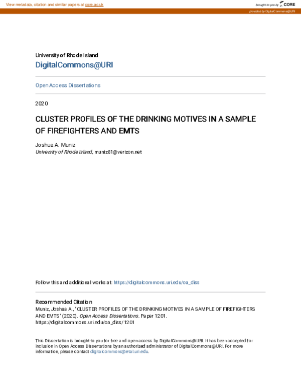(PDF) Cluster Profiles of the Drinking Motives in a Sample of ...