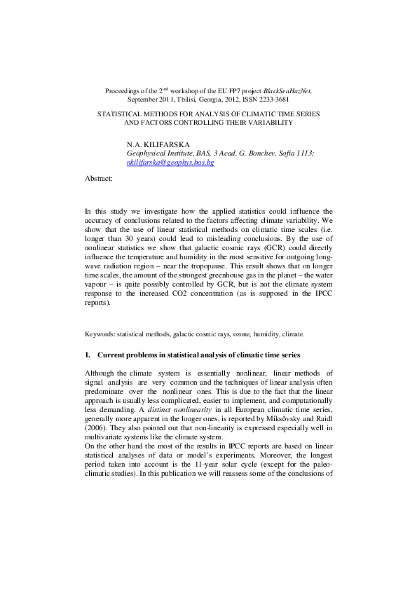 (PDF) Statistical methods for analysis of climatic time series and ...
