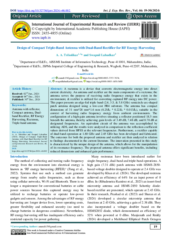Pdf Design Of Compact Triple Band Antenna With Dual Band Rectifier