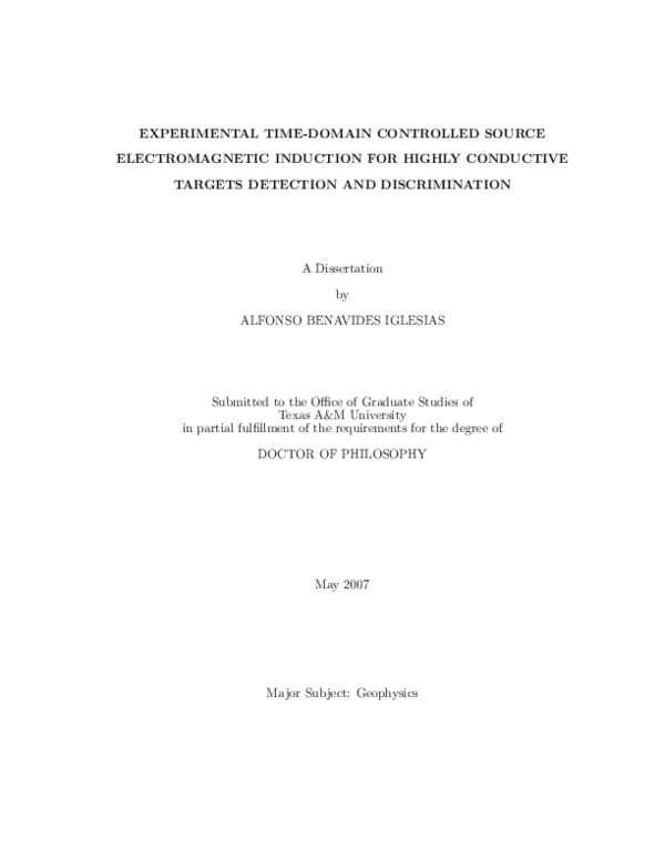 Pdf Experimental Time Domain Controlled Source Electromagnetic Induction For Highly Conductive