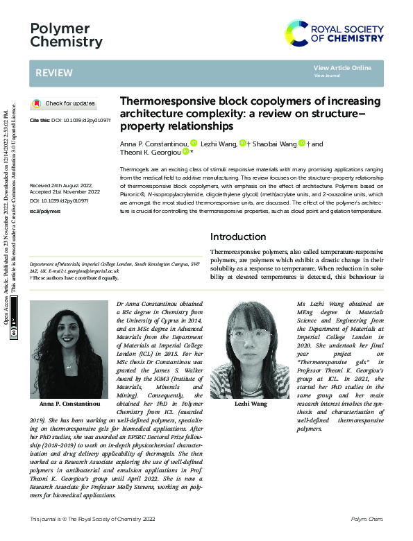 (PDF) Thermoresponsive block copolymers of increasing architecture ...