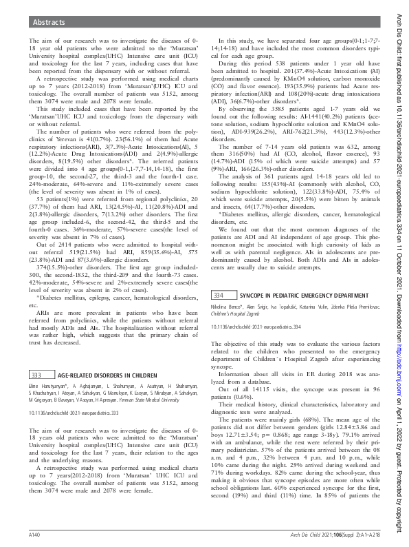 Pdf 334 Syncope In Pediatric Emergency Department 5964