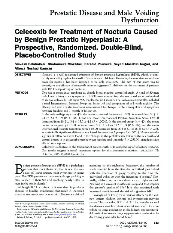 Celecoxib for Treatment of Nocturia Caused by Benign Prostatic ...