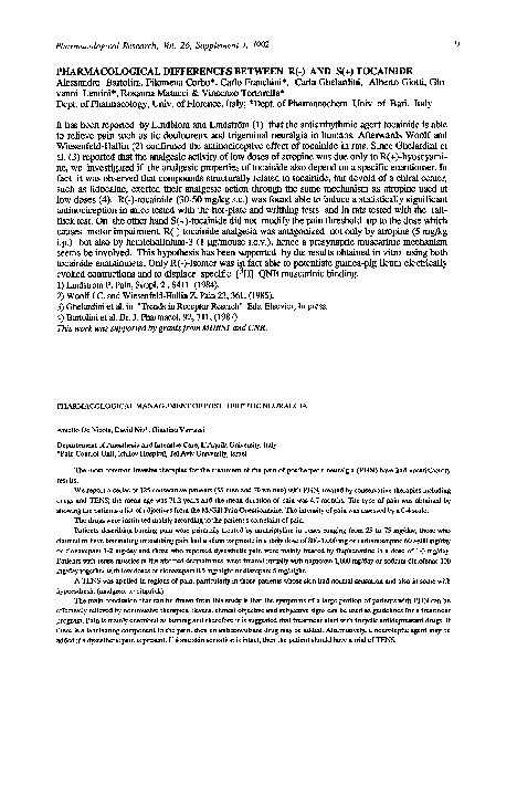 (PDF) Pharmacological differences between R(-) and S(+) tocainide*1