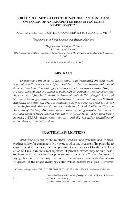 (PDF) A Research Note: Effect of Natural Antioxidants on Color of an ...