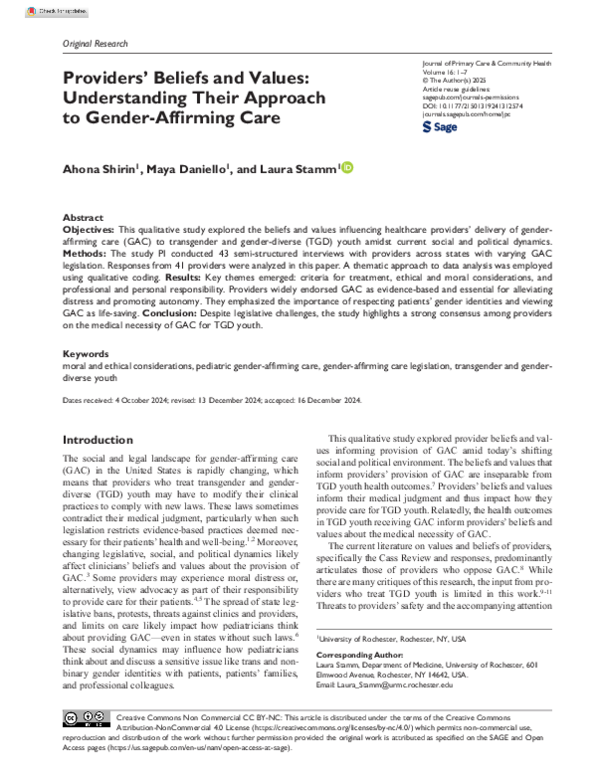 (PDF) Providers beliefs and values: Understanding their approach to ...