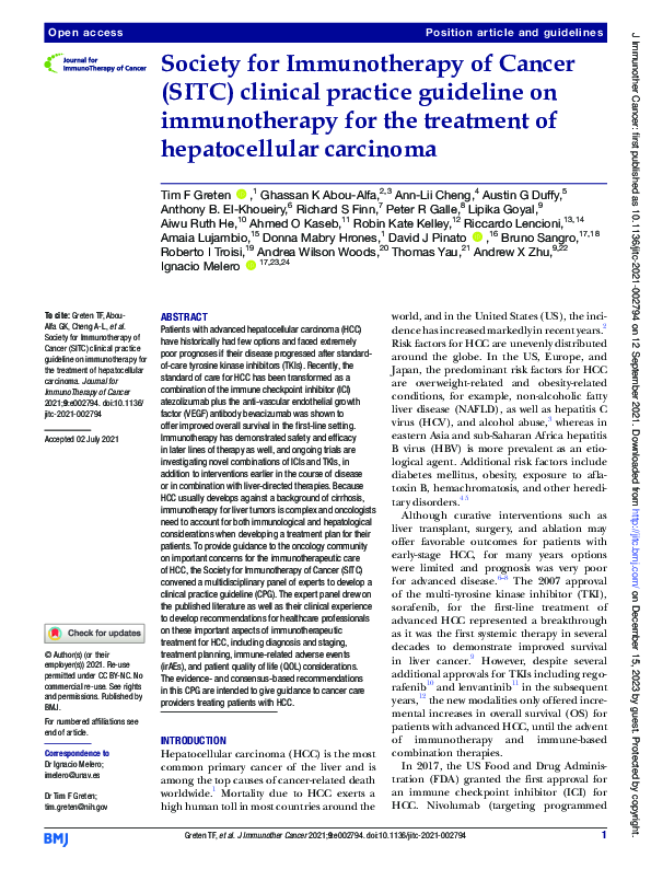 (PDF) Society for Immunotherapy of Cancer (SITC) clinical practice ...