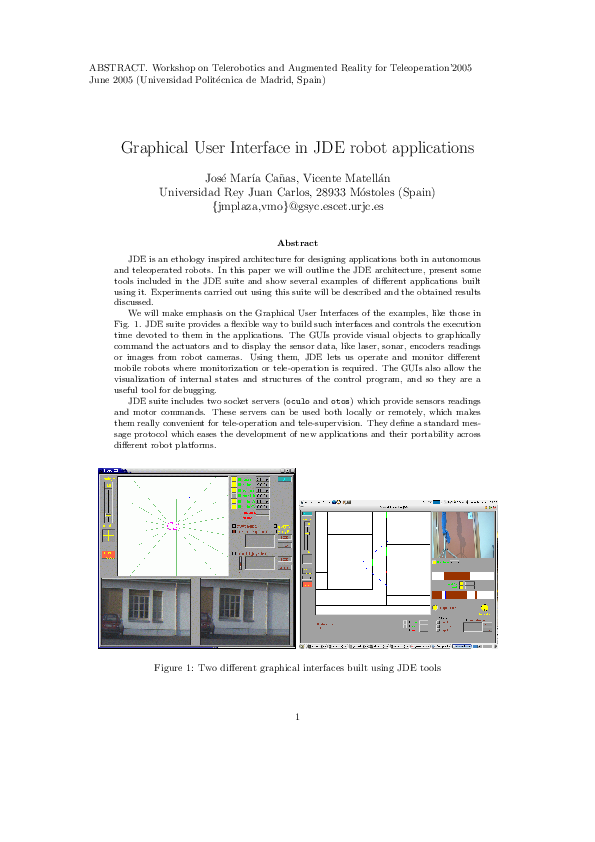 (PDF) Graphical User Interface in JDE robot applications