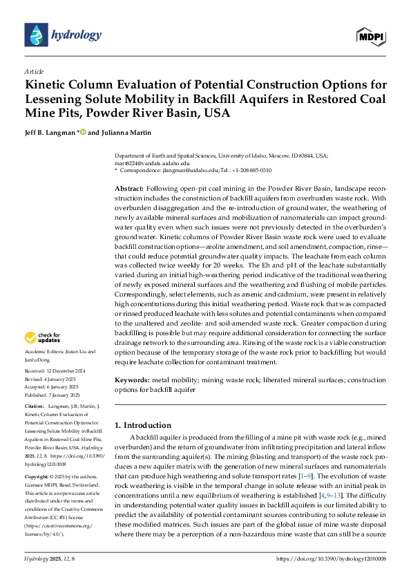 (PDF) Kinetic Column Evaluation of Potential Construction Options for ...