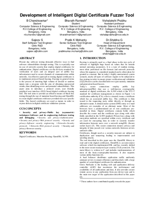 (PDF) Development of Intelligent Digital Certificate Fuzzer Tool