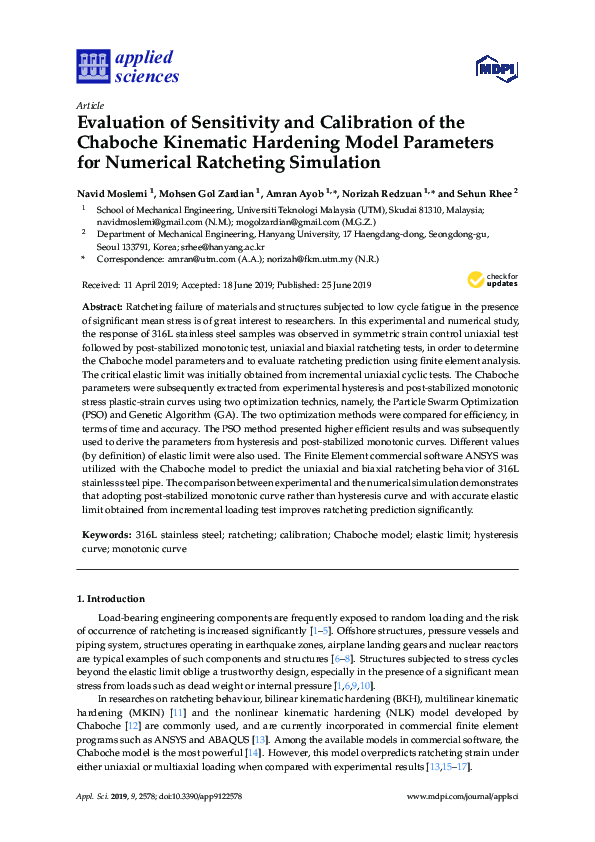 (PDF) Evaluation of Sensitivity and Calibration of the Chaboche ...