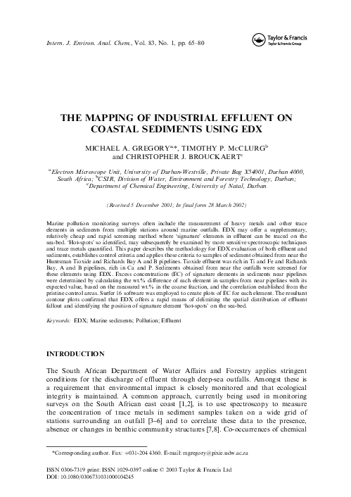 (PDF) The Mapping of Industrial Effluent on Coastal Sediments Using EDX